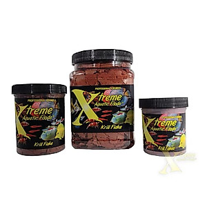Xtreme Aquatic Fish Foods Krill Flake (1oz Jar) - Hormone Free - Made in USA - High Protein & Max Color