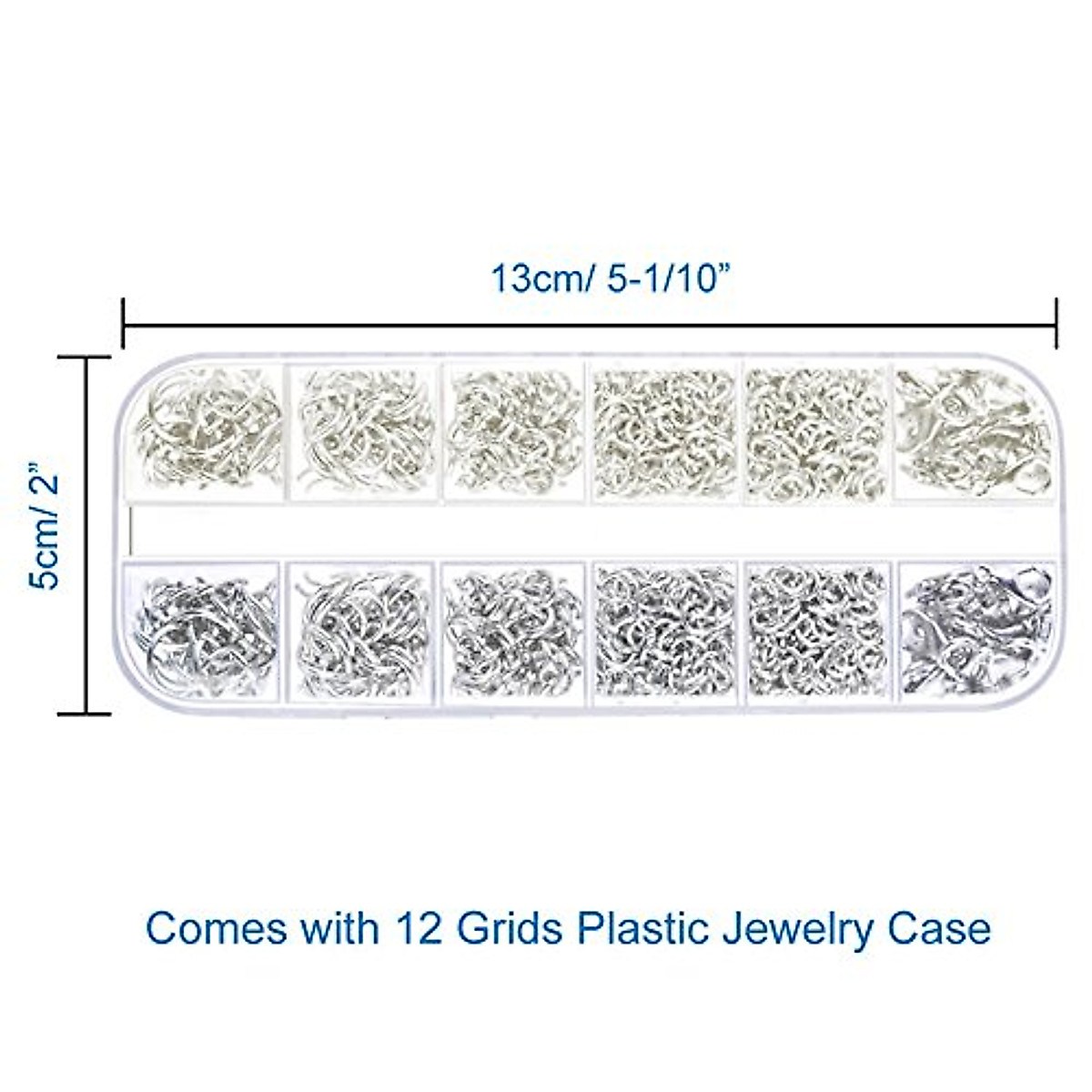 anezus Jump Rings for Jewelry Making Supplies with Jump Ring Pliers (1200Pcs Dull Silver and Bright Silver)