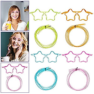 8PCS Silly Straw Glasses, Reusable Fun Loop Drinking Straw Eye Glasses, Novelty Eyeglasses Straw for Party Annual Meeting Parties Birthday (4 Colors Star)