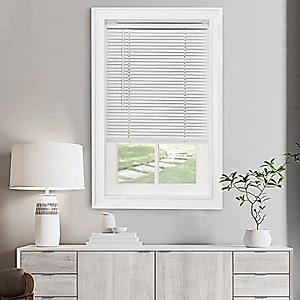 Cordless Light Filtering Mini Blind - 31 Inch Length, 72 Inch Height, 1" Slat Size - Pearl White - Cordless GII Morningstar Horizontal Windows Blinds for Interior by Achim Home Decor