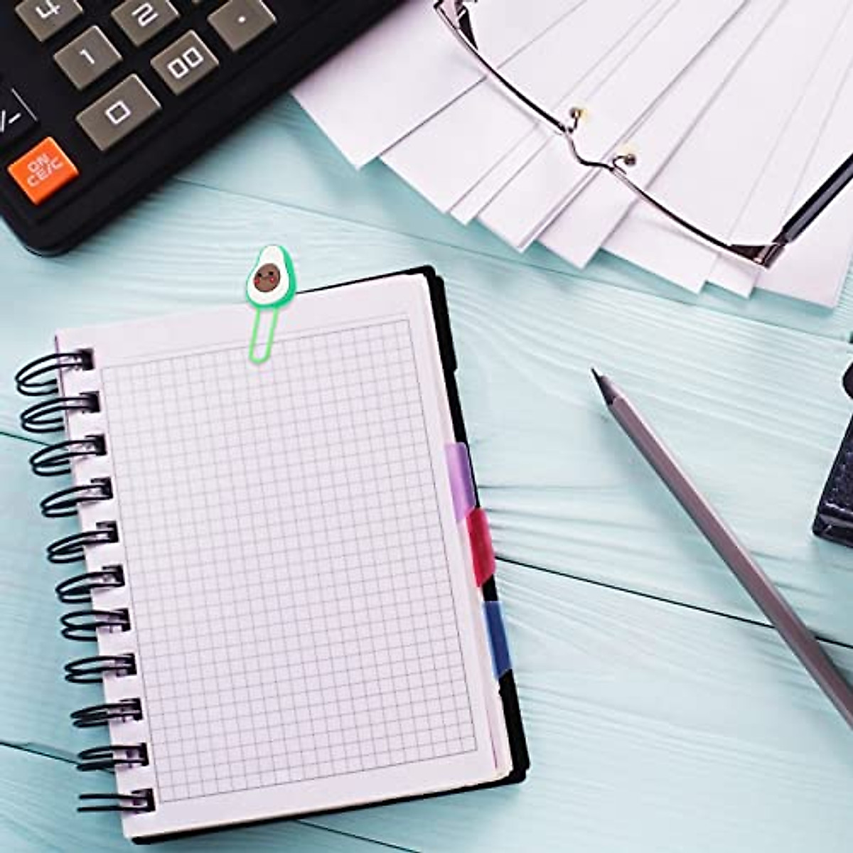 6Pcs Paper Clips Fruit-shape Bookmarks Paper Clamp Flexible Large Office Paperclips for Office School and Personal Use, avocado shape