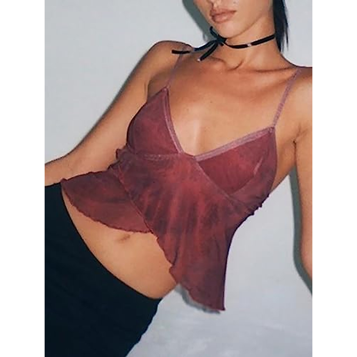 Camisole for Women Y2K Crop Top Sexy Spaghetti Strap Sleeveless Cami Top Halter Top Backless Sexy Summer Tops for Women A Red