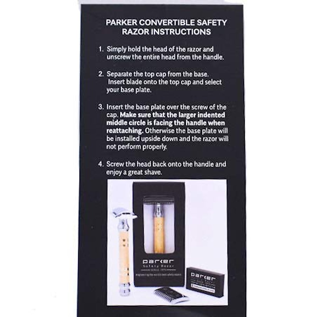 Parker THE CONVERTIBLE 69CR Duel Head Double Edge Safety Razor with Both Open and Closed Comb Heads Included to Customize your Shave, Includes 5 Parker Blades too
