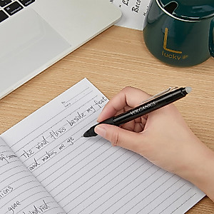 Volcanics Retractable Clicker Erasable Gel Pens - 0.7mm Ball Point, Heat Erase with Built-in Eraser, 12 Pack Black