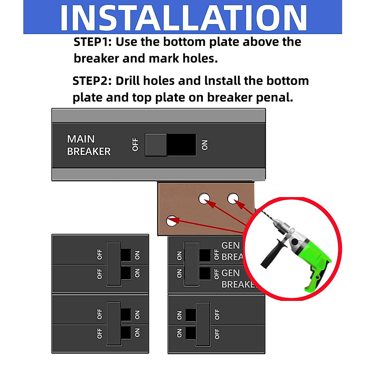 Generator Interlock Kit Compatible with Square D QO or Homeline 150 or 200 amp Panels.1 3/8 inches Spacing Between Main and Generator Breaker.Professional and Interlock Kit