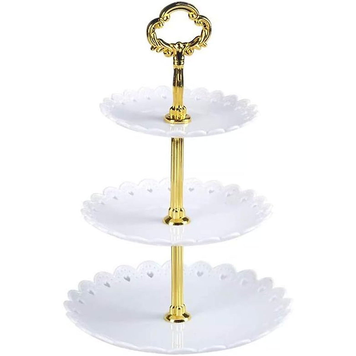 Artliving 3-Tier Plastic Cake Stand-Dessert Stand-Cupcake Stand-Tea Party Serving Platter White Gold