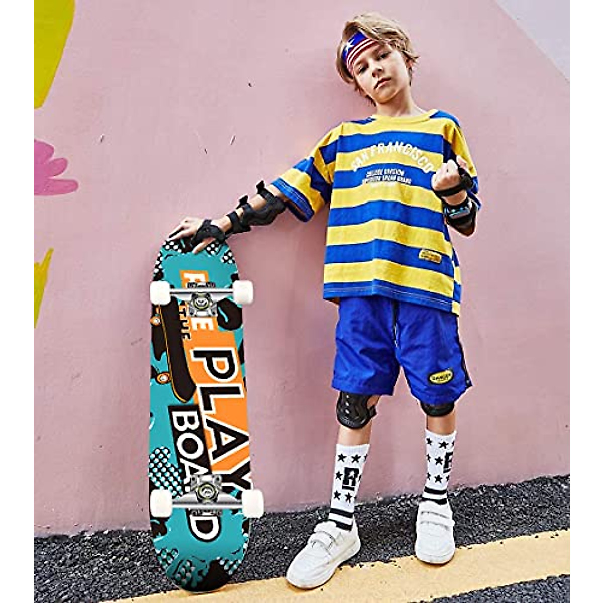 Hikole Skateboard - 31" x 8" Complete PRO Skateboard - Double Kick 7 Layer Canadian Maple Wood Adult Tricks Skate Board for Beginner, Birthday Gift for Kids Boys Girls 5 Up Years Old (Yellow Green)