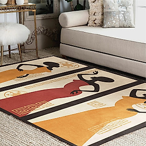 ALAZA Beautiful African American Aztec Tribal Ethnic Women Vintage Area Rug Rugs for Living Room Bedroom 7' x 5'