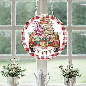 Christmas Diamond Art Painting Hanging Pendant Kit Special Shaped Diamond Dots Art Acrylic Ornaments Christmas Gnome Diamond Art Pendant for Adult Home Wall Window Decor Gift