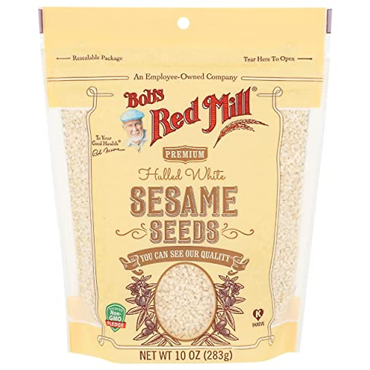 Bob's Red Mill White Hulled Sesame Seeds, Resealable Stan up Bag, 10 OZ
