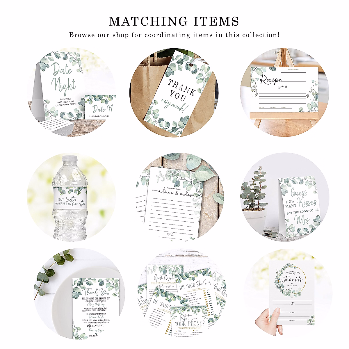 Your Main Event Prints Eucalyptus Tent Cards - Food Labels for Buffet and Decorations - Perfect for Birthdays, Baby Showers, Parties - Pack of 50