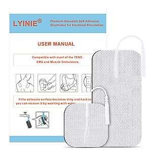 LYINIE TENS Unit Pads 32Pcs, 3rd Gen Reusable Latex-Free Replacement Pads Electrode Pads with Upgraded Self-Stick Performance for Muscle Stimulator Electrotherapy (2"x2" 16pcs, 2"x4" 16pcs)