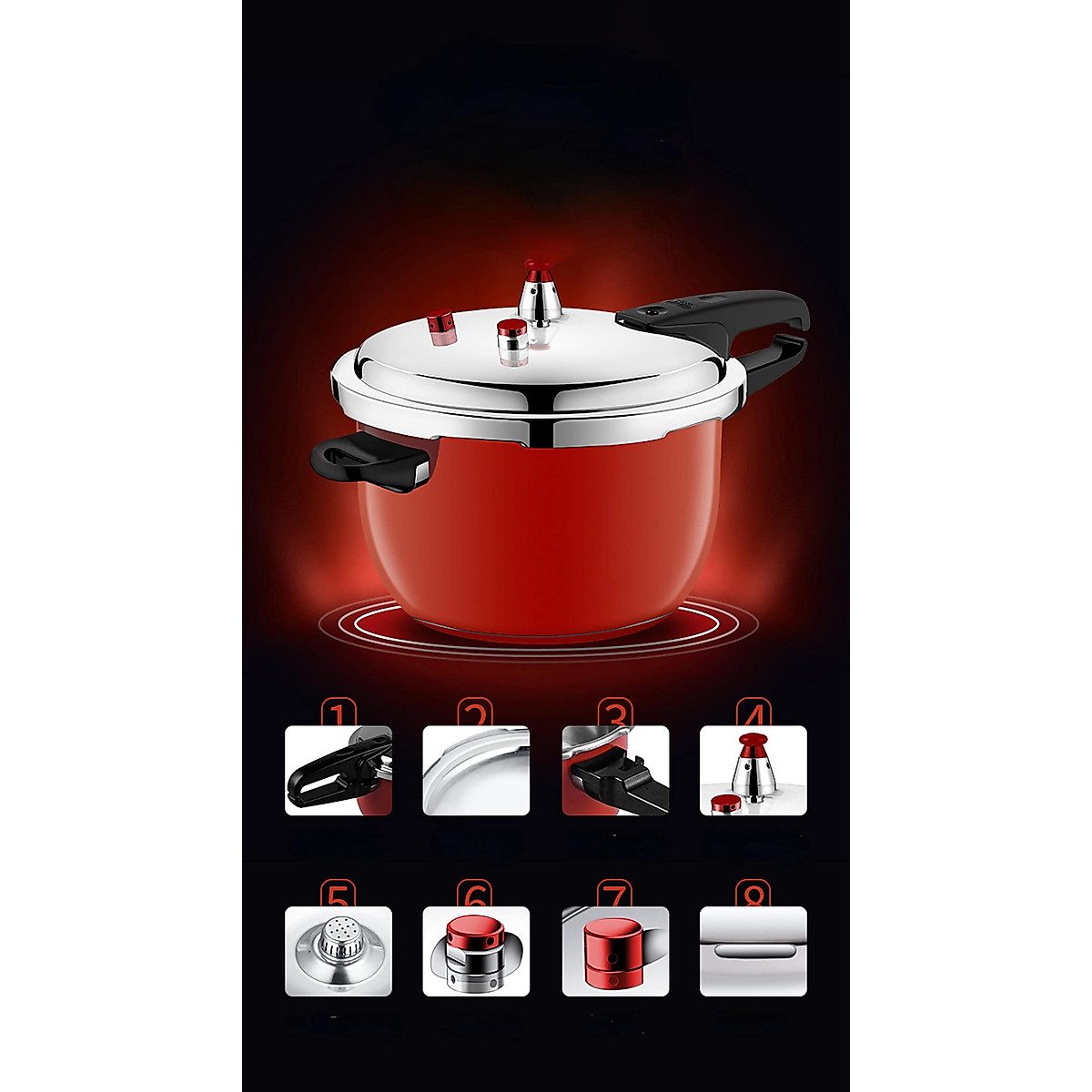 ADAGRO Double Happiness Pressure Cooker 304 Stainless Steel Household Gas Induction Cooker Universal Mini Explosion-Proof Pressure Cooker Sapphire Blue