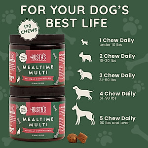 Premium Dog Multivitamin Supplement (170 Chews) - Mealtime Multi - with CoQ10 - Probiotics - Pumpkin - Immune Support - Promotes Better Joint Mobility - Healthy Skin & Coat - Made in The USA