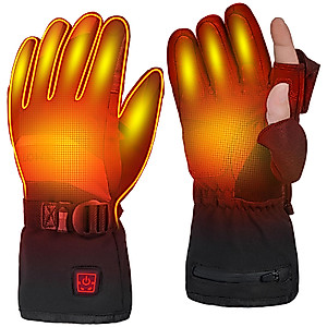 KEMIMOTO Heated Gloves for Men Women, Heating Ice Fishing Gloves Rechargeable Electric Battery 2pcs 7.4V for Winter Motorcycle Skiing Snowboarding Hunting Camping, Size XL