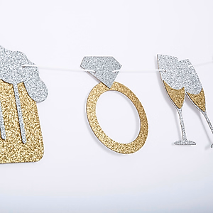 UOREND Glitter Gold And Silver Brewery Diamong Rings Banner,Engagement Party Decorations,Bride To Be Decorations,Bridal Shower Decor,Bubbles And Brews Before I Do'S Banner,Beer Engagement Sign