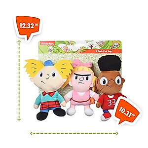 Nickelodeon for Pets Hey Arnold 3 Piece Arnold, Helga, Gerald Figure Plush Dog Toys | 6 Inch Soft Fabric Small Dog Toys - Hey Arnold Character Dog Toys for All Dogs from 90s Nickelodeon TV Show