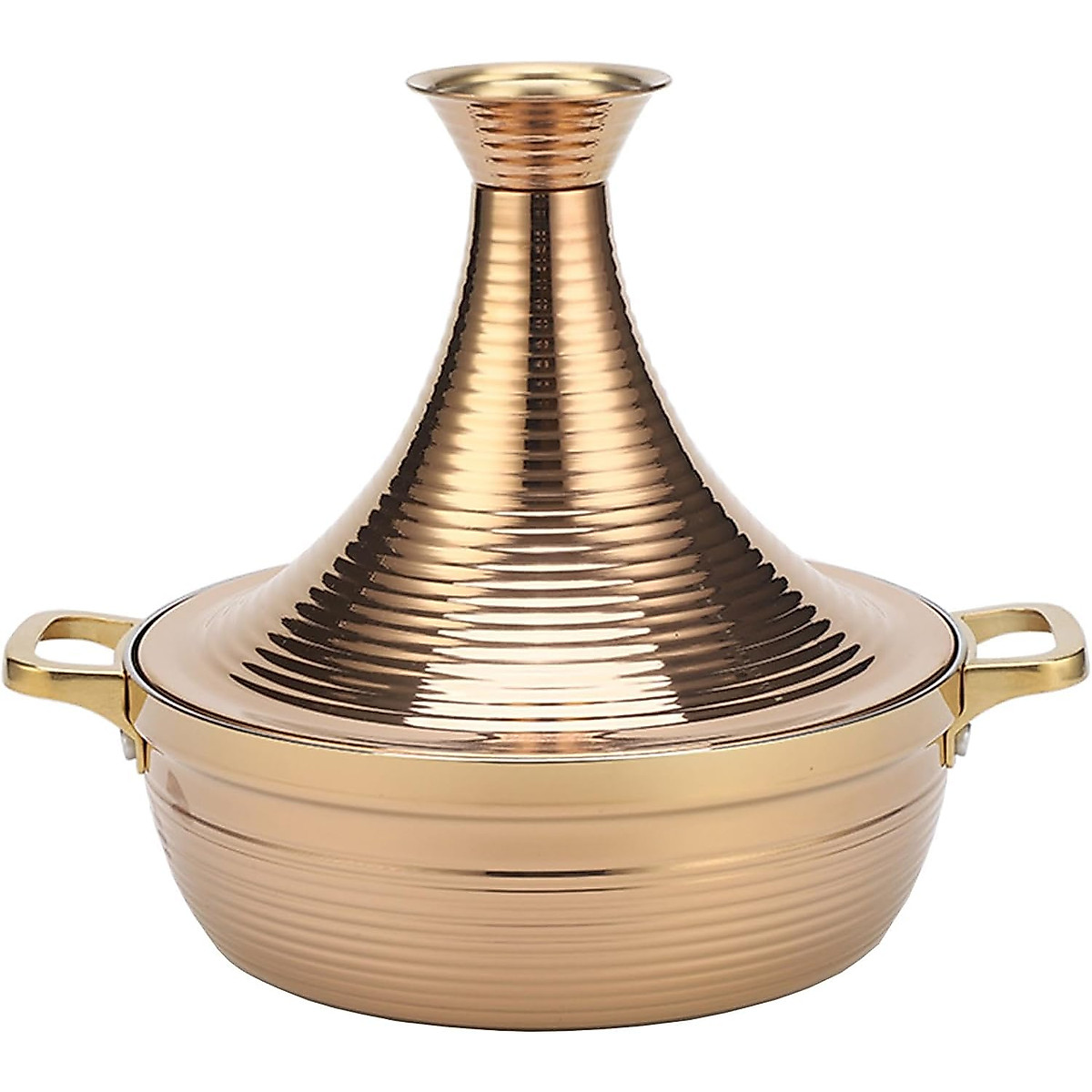 Generic moroccan tagine cooking pot,304 Stainless Steel Lid Anti-Scalding Handle High Temperature Resistance,for Cooking and Stew Casserole Slow Cooker,Gold,30cm