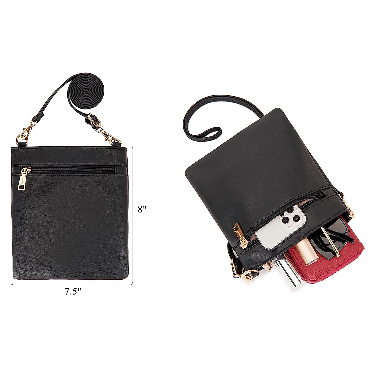 Large Crossbody Bags Ladies Shoulder Handbags Purse and Wallet Set for Women Hobo Purses Black