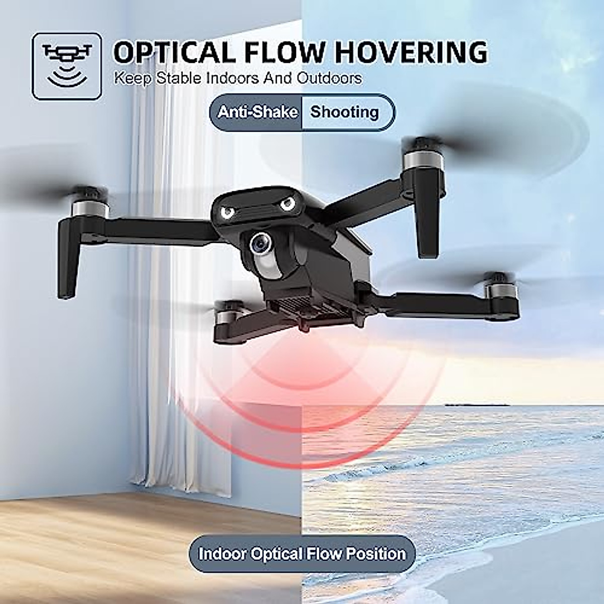 LMRC-12 Drone with 1080p UHD Camera for Adults Beginner, Foldable 2.4GHz FPV Drone, Less than 249g, RC Quadcopter Toys Gifts with Brushless Motor, Altitude Hold, Follow Me, 2 Batteries, Black