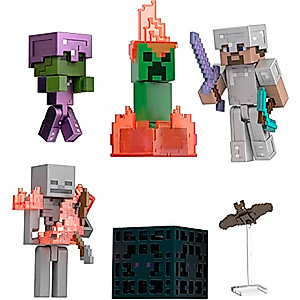 Mattel Minecraft Toys | Story Pack with 4 Action Figures and Accessories | Cave Conflict with Steve and Skeleton | Collectible Gift for Kids (Amazon Exclusive)