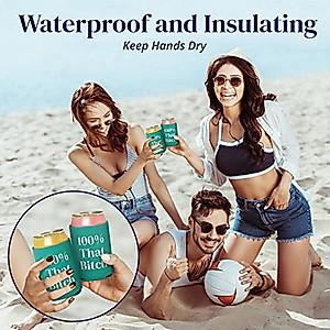 Sassy, Waterproof 100% That Turquoise Can Cooler. Durable Neoprene Beer, Soda, Water, or Other Beverage Sleeve. Novelty Drink Coolie is a Great Party or Bday Gift for Your Friend or Sister, 12 oz