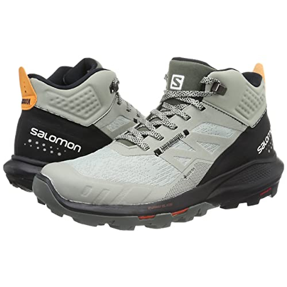 Salomon Men's OUTPULSE Mid Gore-Tex Hiking Boots for Men, Wrought Iron/Black/Vibrant Orange, 9