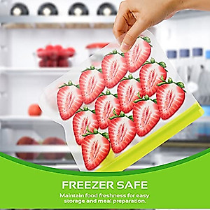 Reusable Snack Bags, Silicone Sandwich Bags Storage Food Zipper Lunch Bags BPA Free Leaf Proof Gallon Freezer Bags - 9 Pack