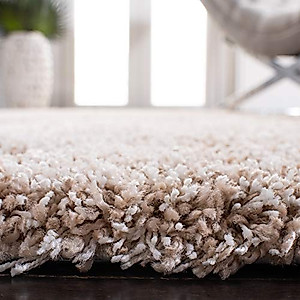 SAFAVIEH California Premium Shag Collection 8'6" Square Beige SG151 Non-Shedding Living Room Bedroom Dining Room Entryway Plush 2-inch Thick Area Rug