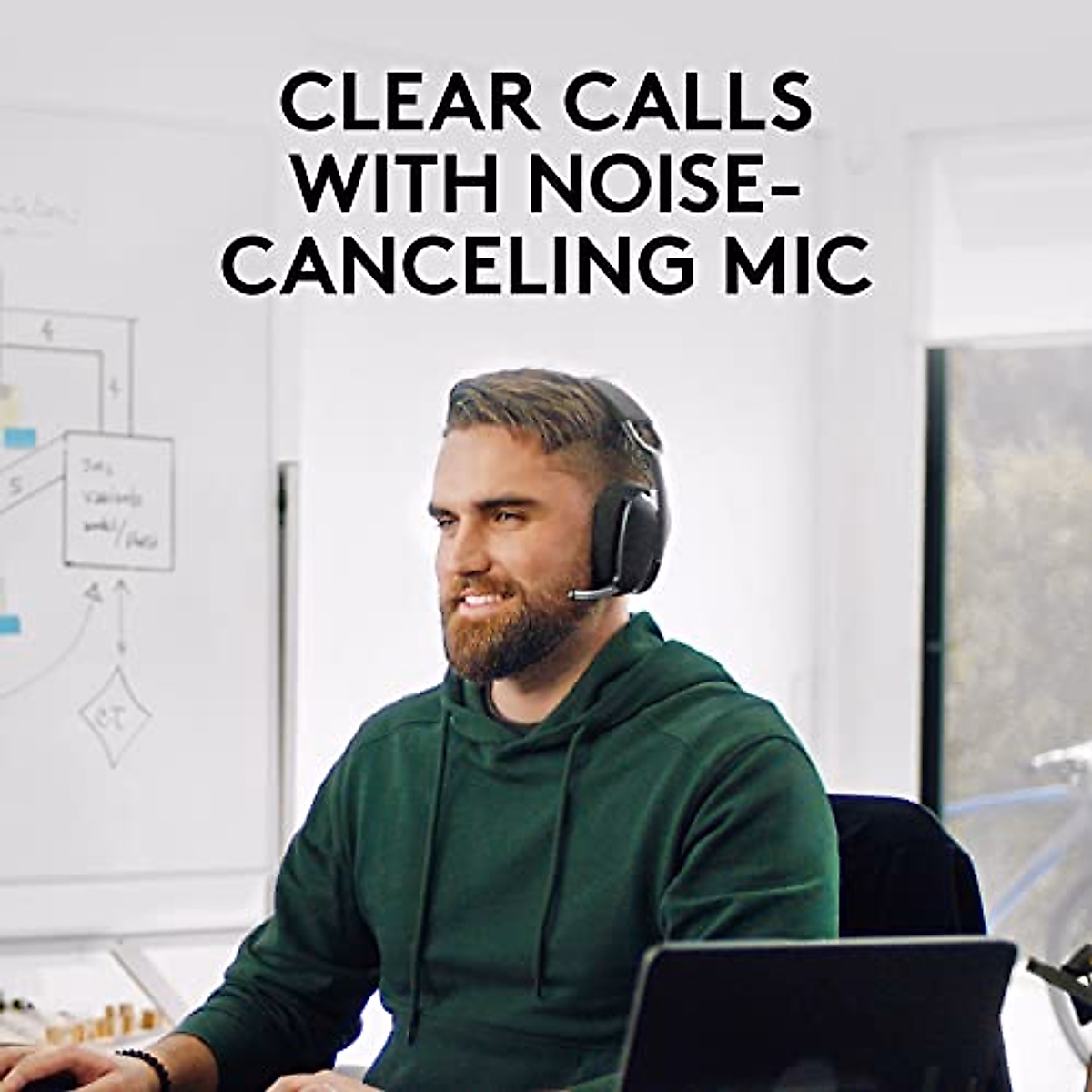 Logitech Zone Vibe Wireless Bluetooth Headphones with Noise-Canceling Mic, USB-A, USB-C, for Google Meet, Google Voice, Zoom, Mac/PC, Black