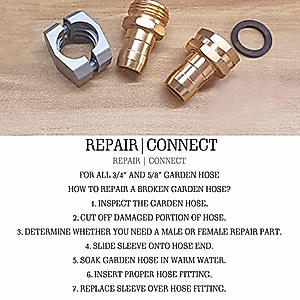 Hourleey Garden Hose Repair Fittings, Zinc and Aluminum Male and Female Hose End Water Hose Repair Connector, 4 Pack