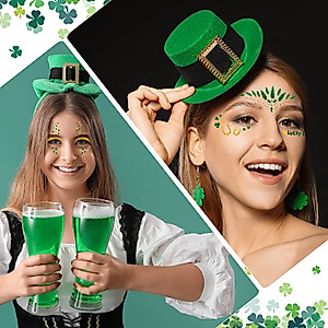 117 Pcs St. Patrick's Day Glitter Face Tattoos Green Face Jewelry Tattoos Temporary Face Jewelry Three Leaf Glitter Shamrock Clover for St. Patrick's Day Party Accessory, 33 Sheets