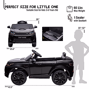 JOINATRE Licensed Land Rover Ride On Car, 12V Battery Powered Electric Vehicle w/Parent Remote Control, LED Light, Horn, Music Bluetooth, Gift for Boys Girls (Black)