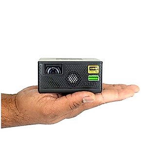 AAXA P400 Native 1080p Short Throw Mini Projector with 2 Hour Battery, Onboard Media Player, 30,000 Hours LED, HDMI/USB/microSD Inputs, LCoS LED Portable Projector for Business and Home Theater Movies
