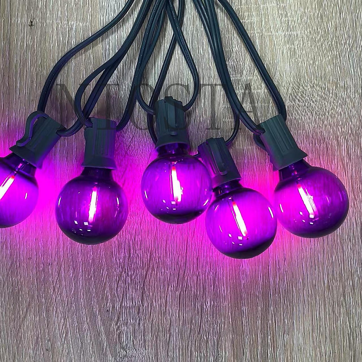 NIOSTA 25 Pack G40 LED Christmas Replacement Bulbs, Clear Purple Globe Light Bulbs for Outdoor String Lights, E12/C7 Candelabra Base, 0.7W LED Filament and Clear Shatterproof Plastic Material