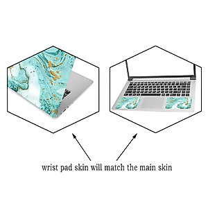 ArtSo Laptop Skin Sticker Decal 12" 13" 13.3" 14" 15" 15.4" 15.6 inch Laptop Universal Netbook PC Notebook Vinyl Reusable Skin Sticker Cover Art Decal Case Protector Personalized, Teal Turqoise Marble