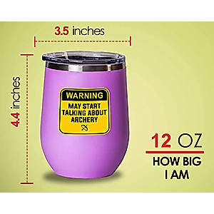 Archery Pink Edition Wine Tumbler 12oz - Warning Talking Archery - Funny Gift For Archery Coach Athlete Hunt Target Shot Trainer Arrow Bow Sport
