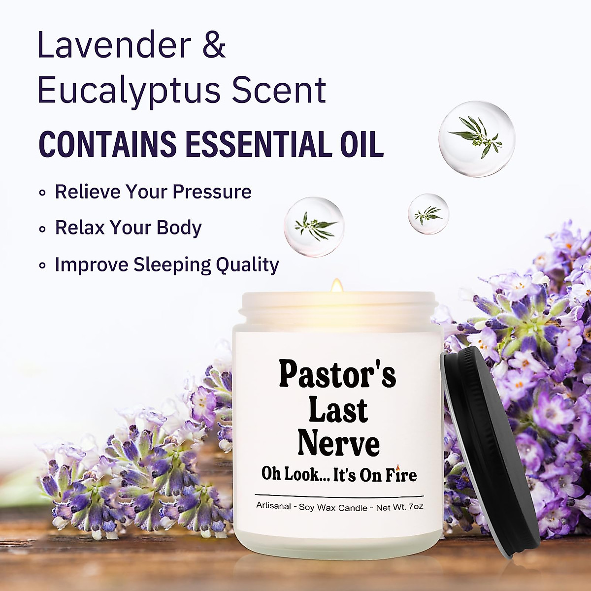 Craftique Funny Pastor Appreciation Gifts, Pastor Gifts for Men Women- Handmade Scented Candle- Birthday Retirement Ordination Christmas Gifts for Pastor, Gift for Pastor Appreciation Day, 7oz