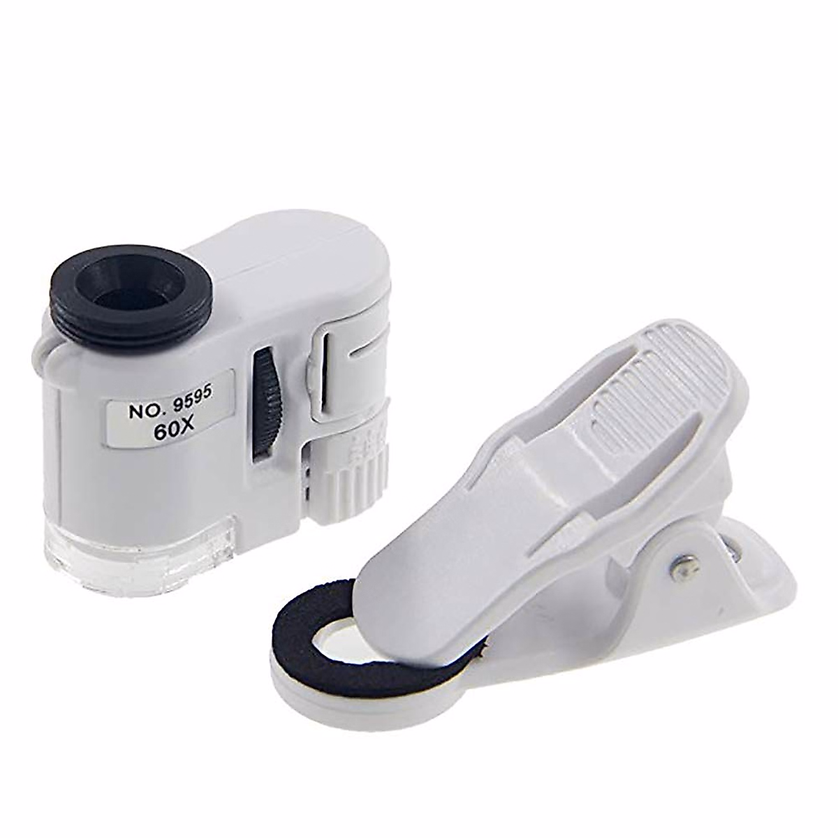 Detachable 60X Mini Phone Camera Clip Magnifier Universal Portable Magnifying with 2 Illuminated LED and Light for Mobile iPhone Galaxy