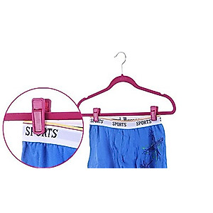 KISEER Plastic Baby Hanger Clips, 40 Pcs Slim-line Finger Clips Set Clothes Hanger Velvet Hanger (Pink)