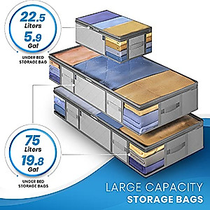Everlasting Comfort Under Bed Storage Bags - Store 45% More With 172.5L of Bins - Collapse & Fold