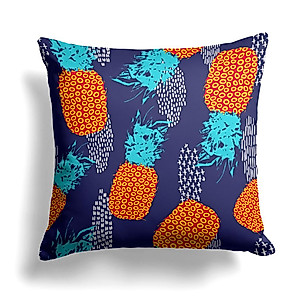 iiRov Summer Design Ink-Fuzed Decorative Throw Pillow - Retro Summer Pineapple v4