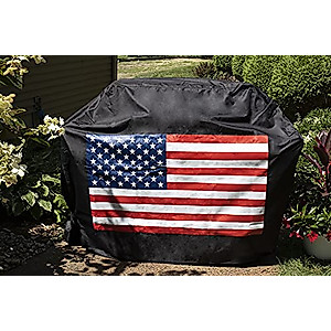 Riverbend Designs Heavy Duty BBQ Grill Cover, Large 58 Inch Waterproof Dust Cover Fits Most Grills, American Flag