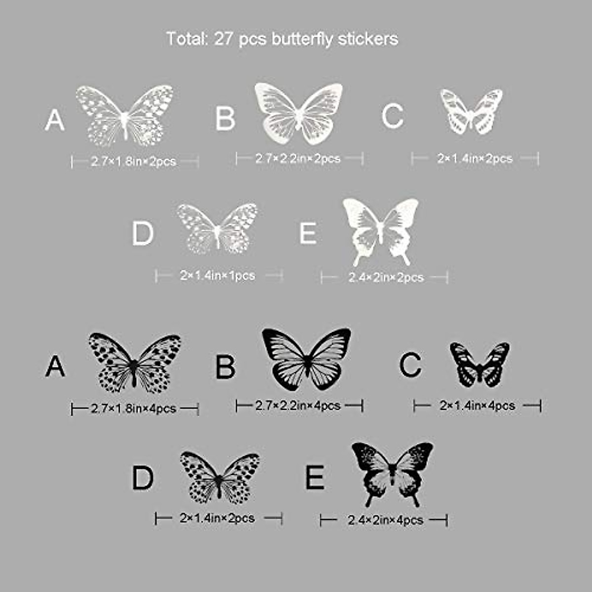 Black and White Party Decoration Kit Hanging Tissue Paper Fans Lanterns Flowers Pom Pom with 3D Butterfly for Wedding Engagement Birthday Baby Shower Anniversary Bachelorette Hen Party Decor Supplies