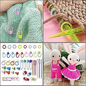 94 PCS Knitting Tool Accessory Kit Sewing Knitting Crochet Accessories Supplies Tools Needles Kit Crochet Starter with Stitch Holders Lock Markers Ring Markers Knitting Sewing Needles Scissors Cable