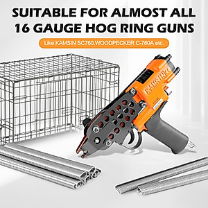 KIMSING SC760 16 Gauge 5/8'' Crown Stainless Steel C Ring Staples C-Rings Hog Rings, Wire Fencing Staples, Fasteners for C Ring Stapler, Hog Ring Tool, C Ring Plier, 1000 PCS/Pack