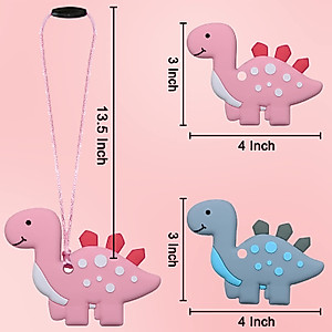 Sensory Chew Necklaces for Kids, Boys, and Girls - 2 Pack Dinosaur Silicone Chewy Toys for Autism, ADHD, SPD, Oral Motor Chewing Necklaces for Adults