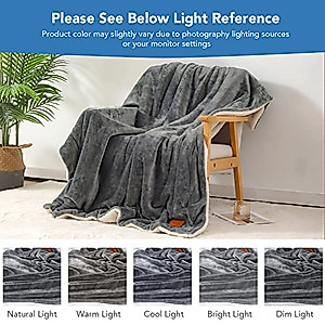 LuxenrelaX Sherpa Fleece Blanket for Couch, Warm Thick Reversible Blanket with 2 Layer, Double-Sided Super Soft Blanket for Bed (Light Grey, 50" x 60")