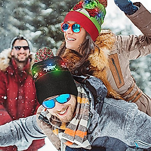 Windy City Novelties LED Light-up Knitted Ugly Sweater Holiday Xmas Christmas Beanies - 3 Flashing Modes (Happy Holla Days)