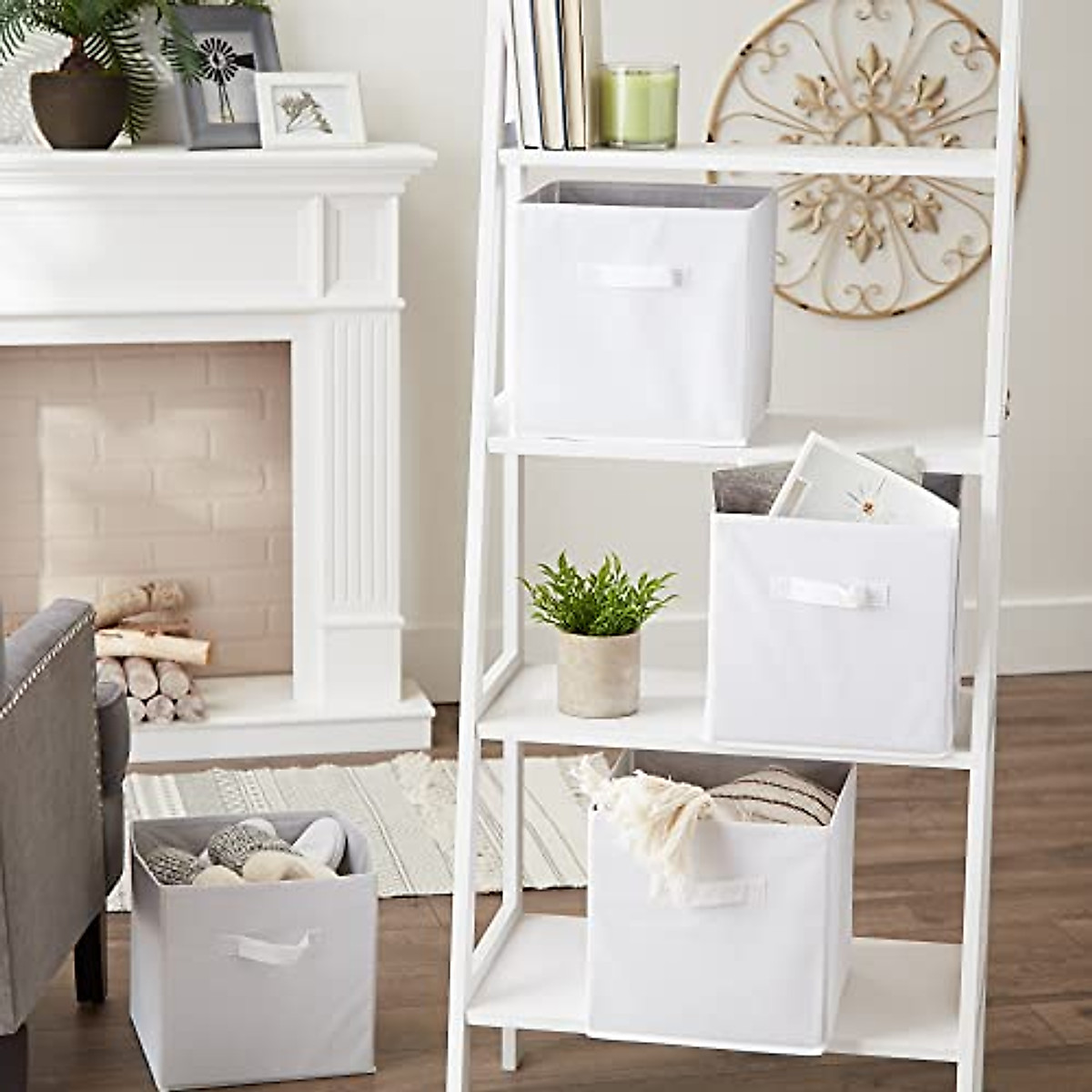 DII Non Woven Fabric Storage Bin Collection Collapsible Organizer Cube, Large Set, 11x11x11, White, 4 Count